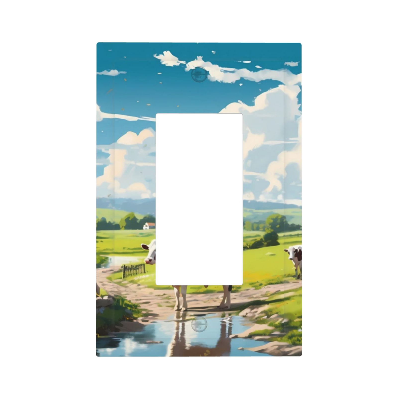KLL Countryside Farm Cow Pattern Electrical Outlet Covers, 3" x 5" 1 ...
