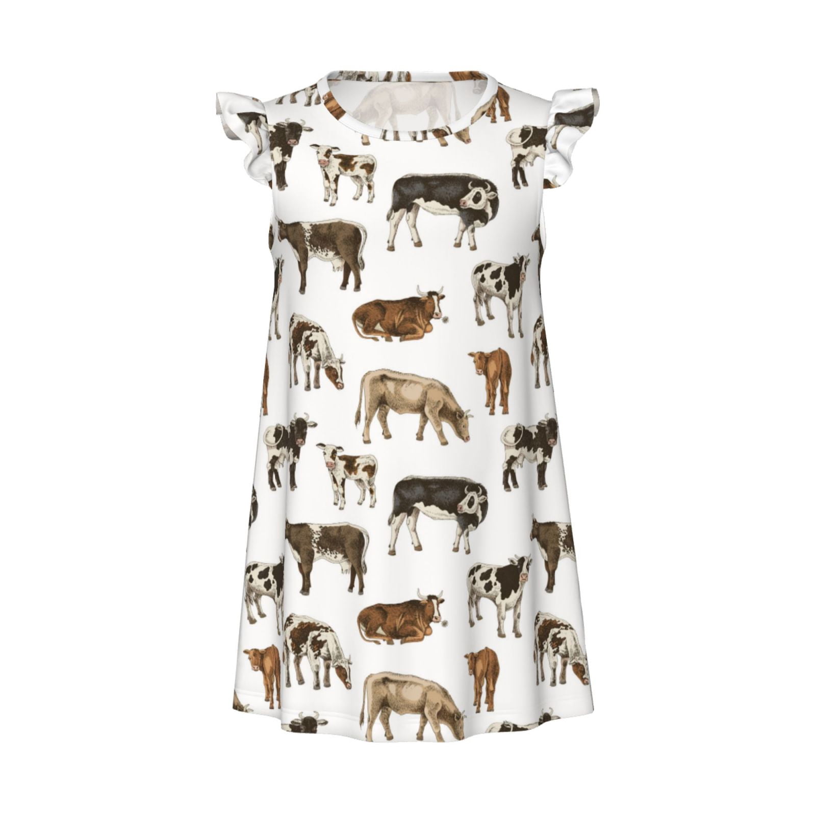 KLL Cow Print Girls Nightgowns Pajamas for Girl Sleepwear Toddler ...