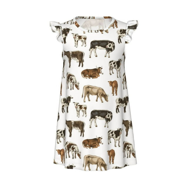 KLL Cow Print Girls Nightgowns Pajamas for Girl Sleepwear Toddler ...