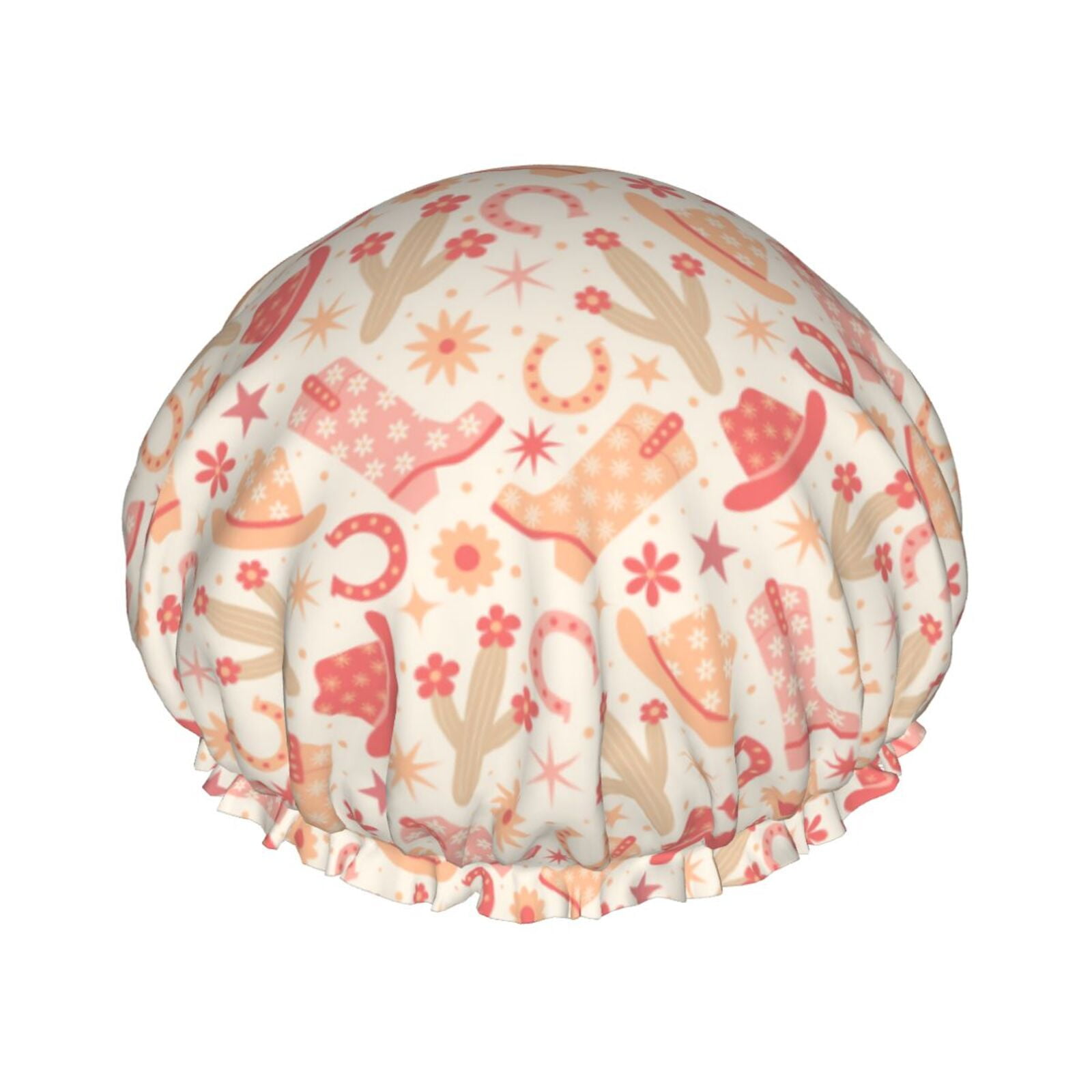 KLL Cowgirl Boots 4 Pattern Shower Cap & Bath Cap for Women,Reversible ...