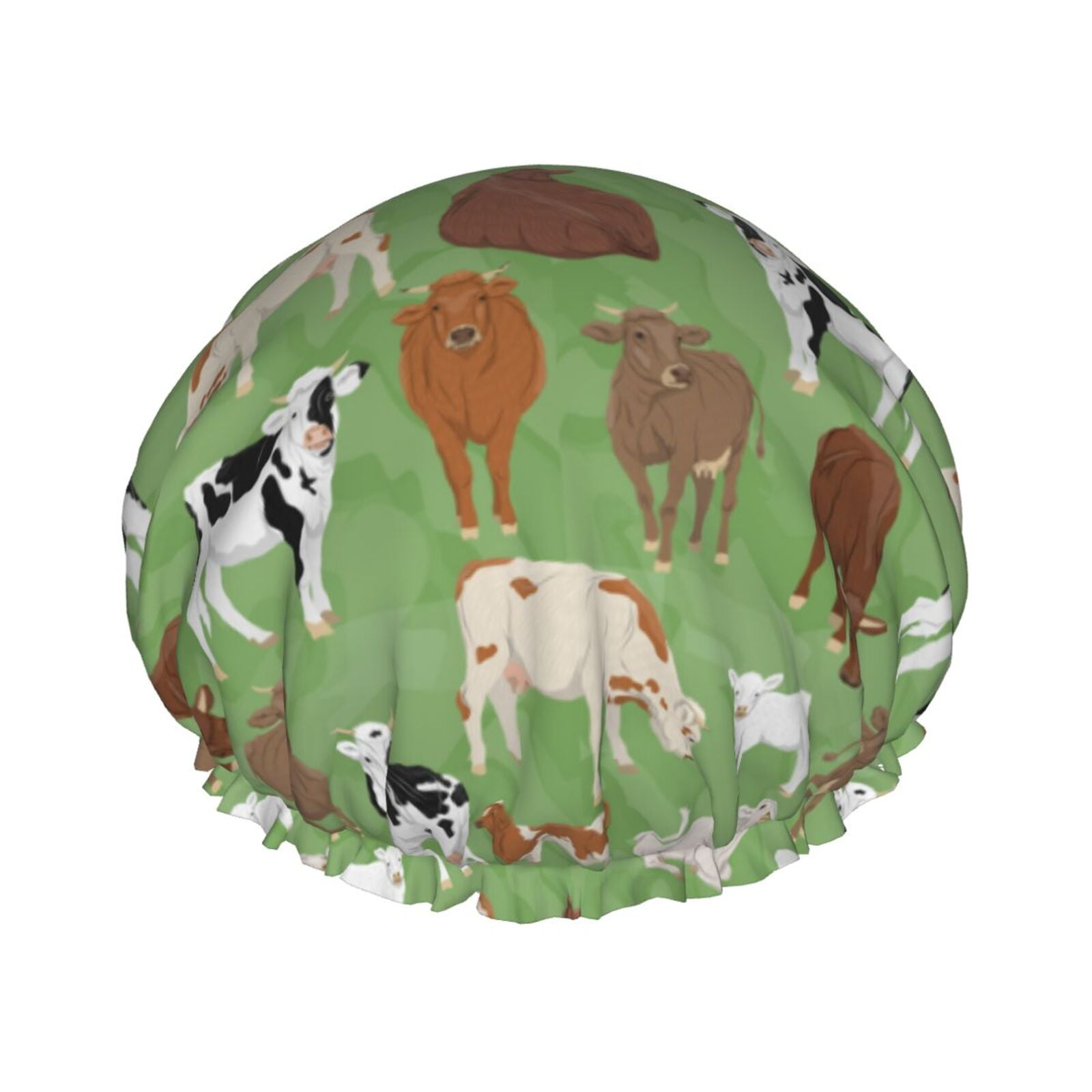 KLL Cows And Calves Pattern Shower Cap & Bath Cap for Women,Reversible ...