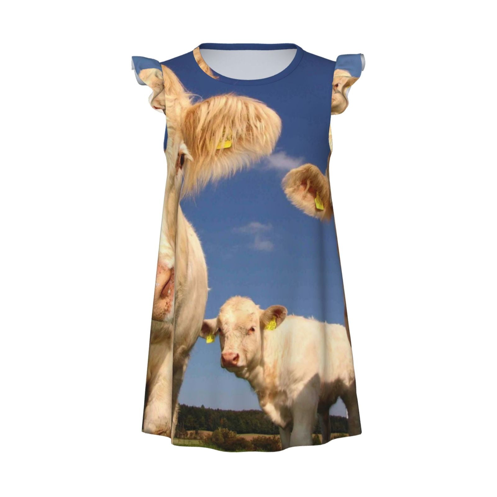 KLL Cows Cattles Print Girls Nightgowns Pajamas for Girl Sleepwear ...