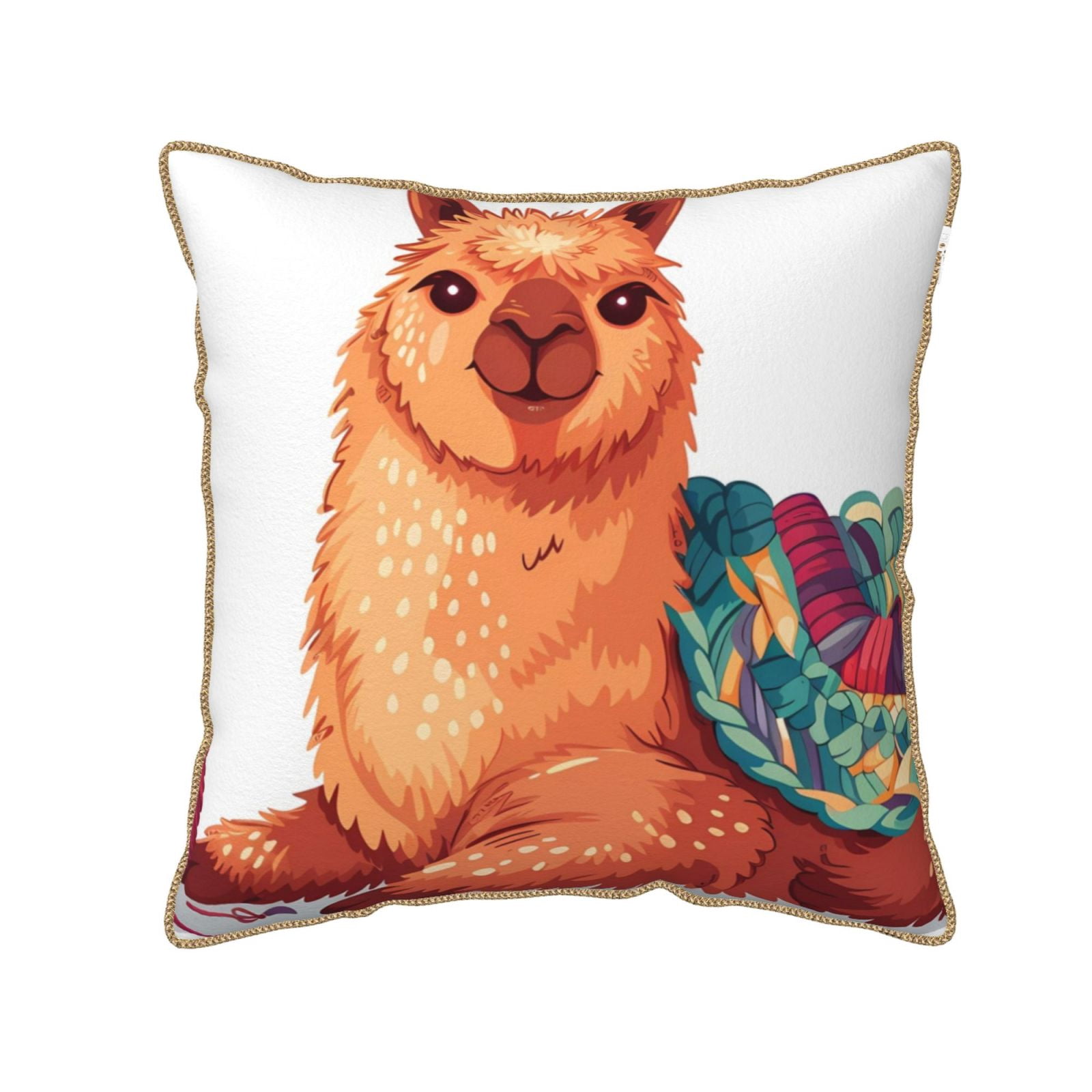 KLL Cozy Knitting Llama Decorative Throw Pillow Covers Velvet Soft for ...
