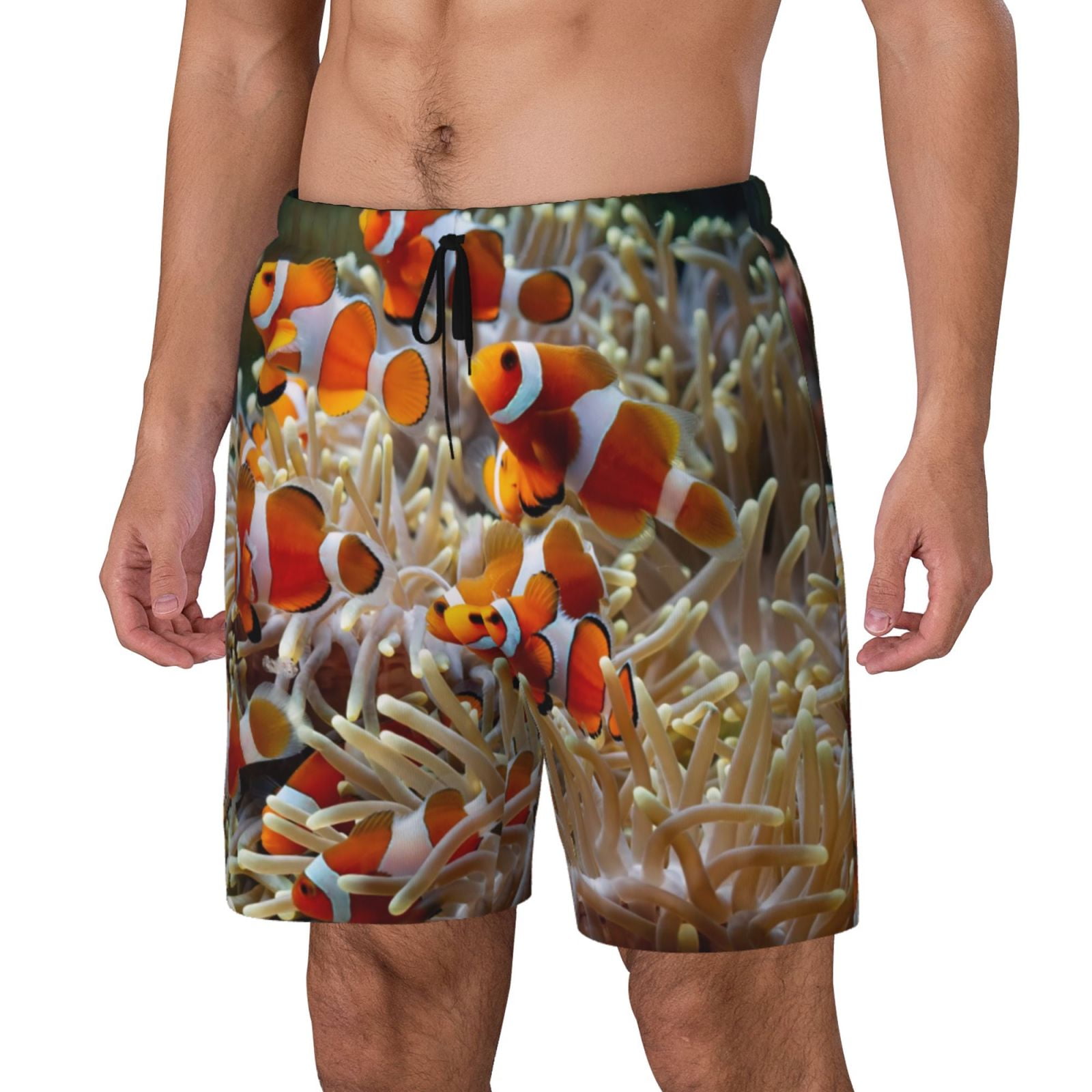 KLL Cute Anemone Fish for Mens Swim Trunks Quick Dry Swim Shorts with ...