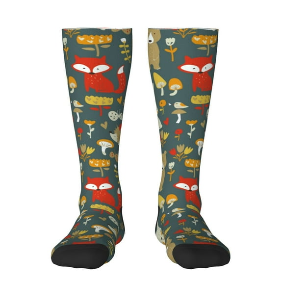 KLL Cute Animal Forest Print Cool Socks Men's Women's Crew Socks Funny ...