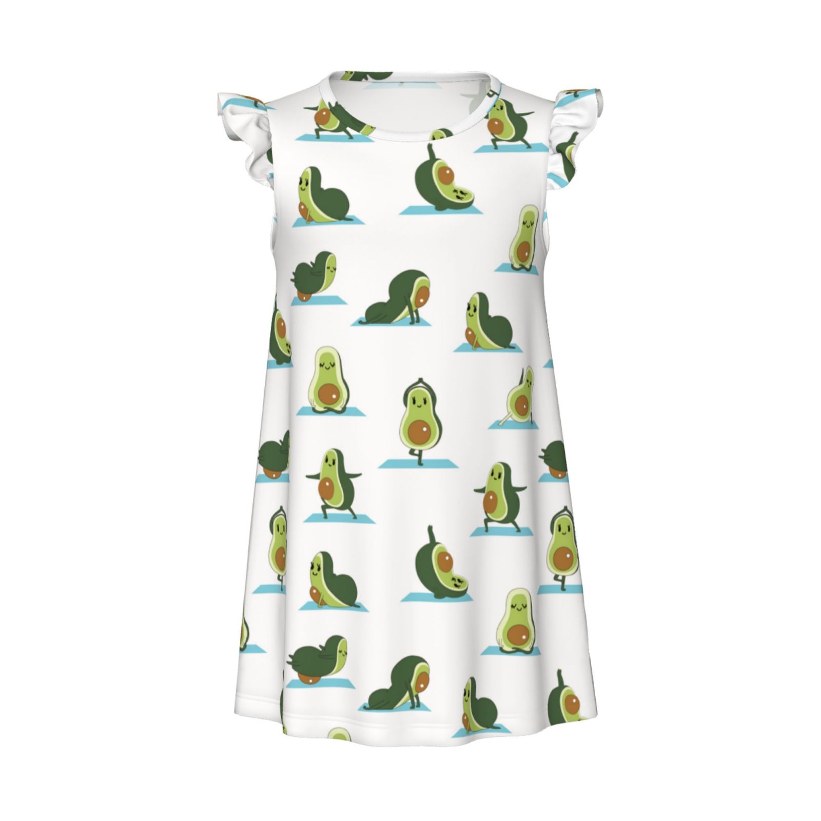 KLL Cute Avocado Yoga Print Girls Nightgowns Pajamas for Girl Sleepwear ...