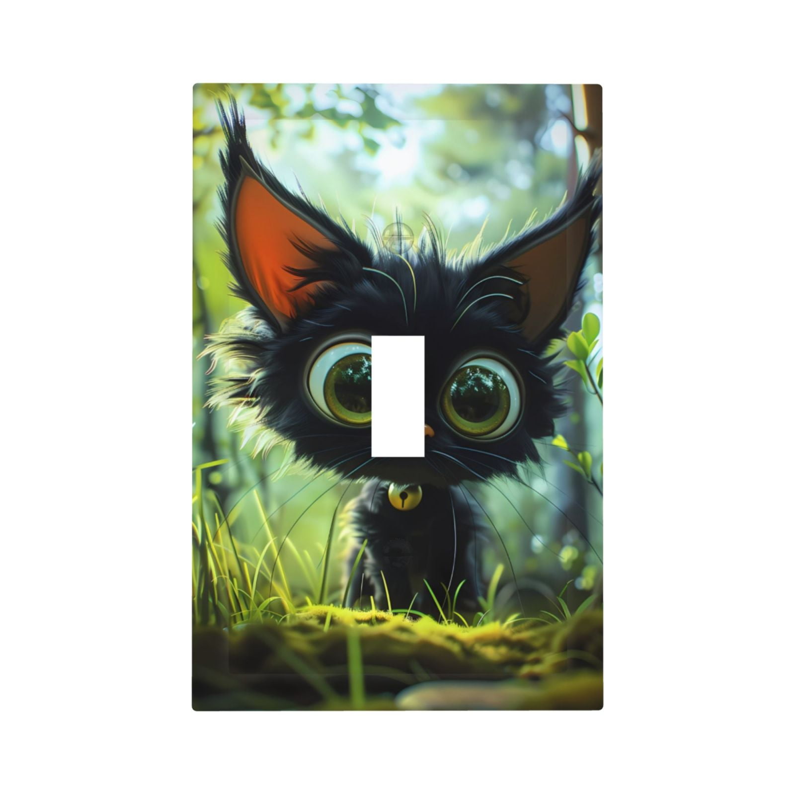 KLL Cute Big-Eyed Black Cat Pattern Electrical Outlet Covers, 3" x 5" 1 ...
