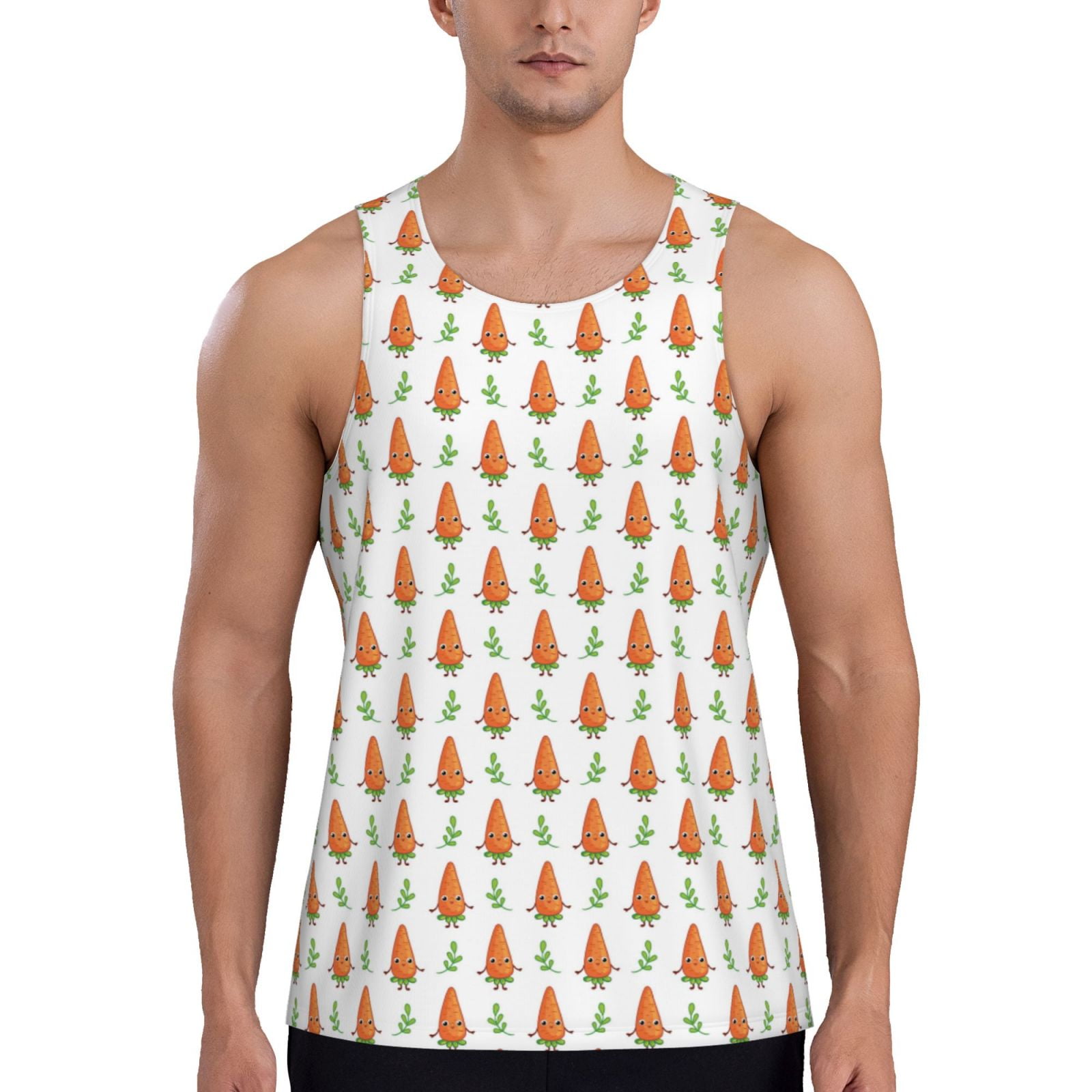 KLL Cute Carrot Print Print Men's Muscle Gym Workout Stringer Tank Tops ...