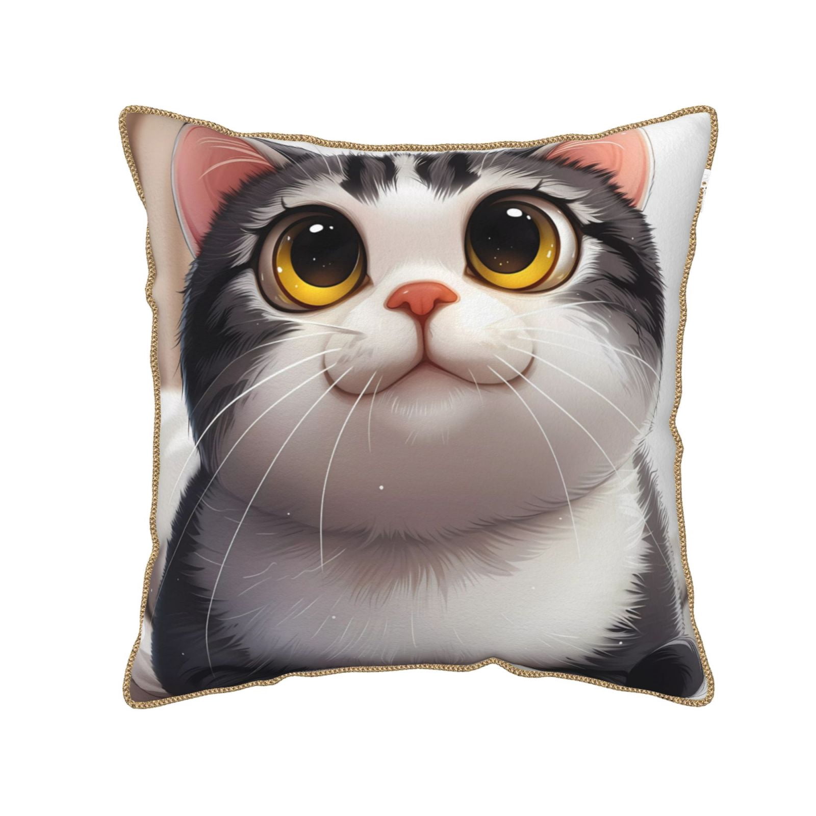 KLL Cute Cartoon Kitten Decorative Throw Pillow Covers Velvet Soft for ...