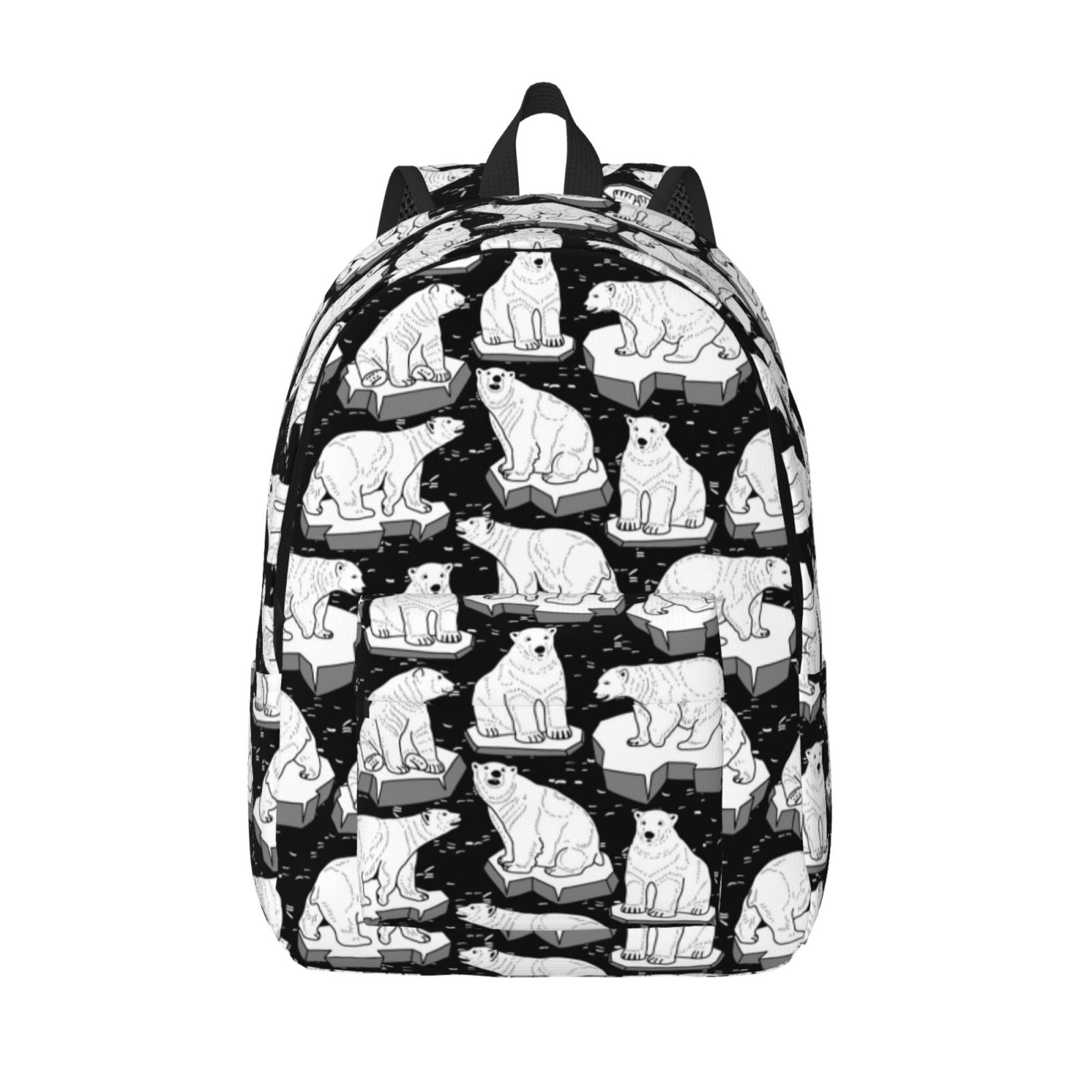 KLL Cute Cartoon Polar Bear Print Travel Laptop Backpack - College ...