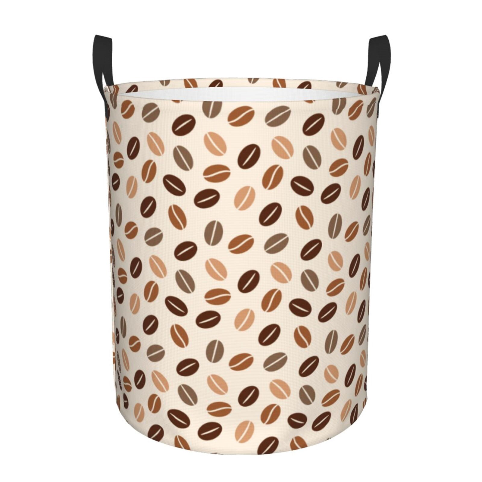 KLL Cute Coffee Bean Print Waterproof Foldable Laundry Hamper Bucket ...