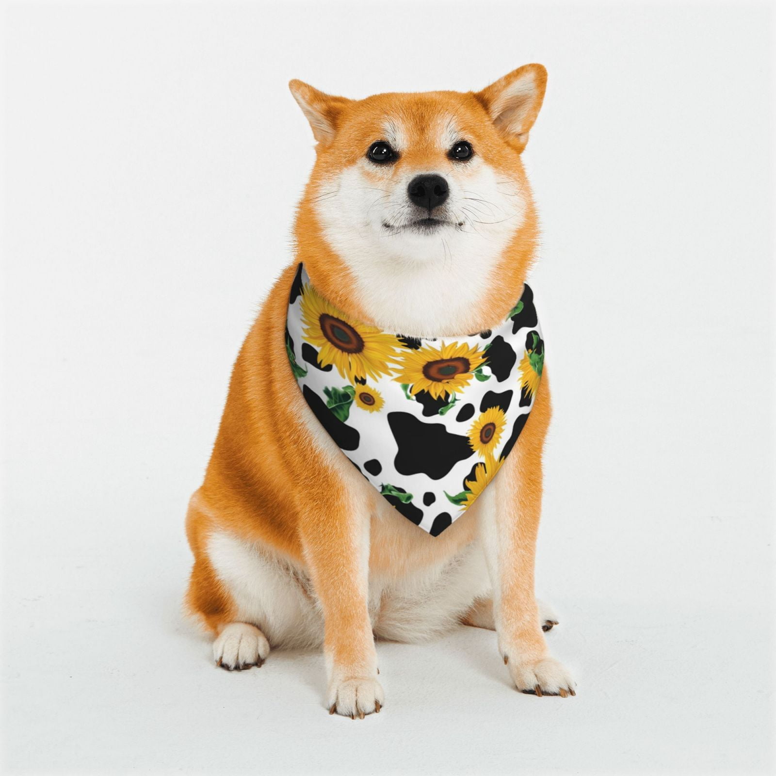 KLL Cute Cow Print Sunflower D Dog Bandanas,Triangle Reversible Pet ...