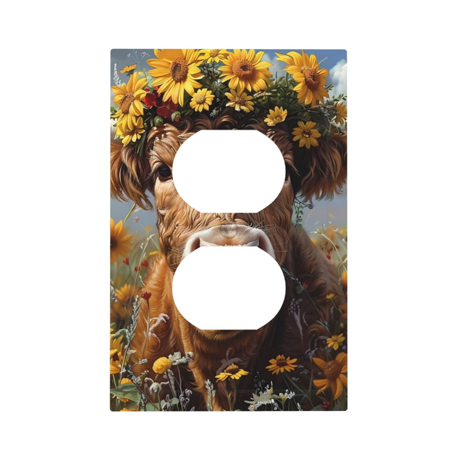 KLL Cute Cow Sunflower Crown A Pattern Electrical Outlet Covers, 3" x 5 ...