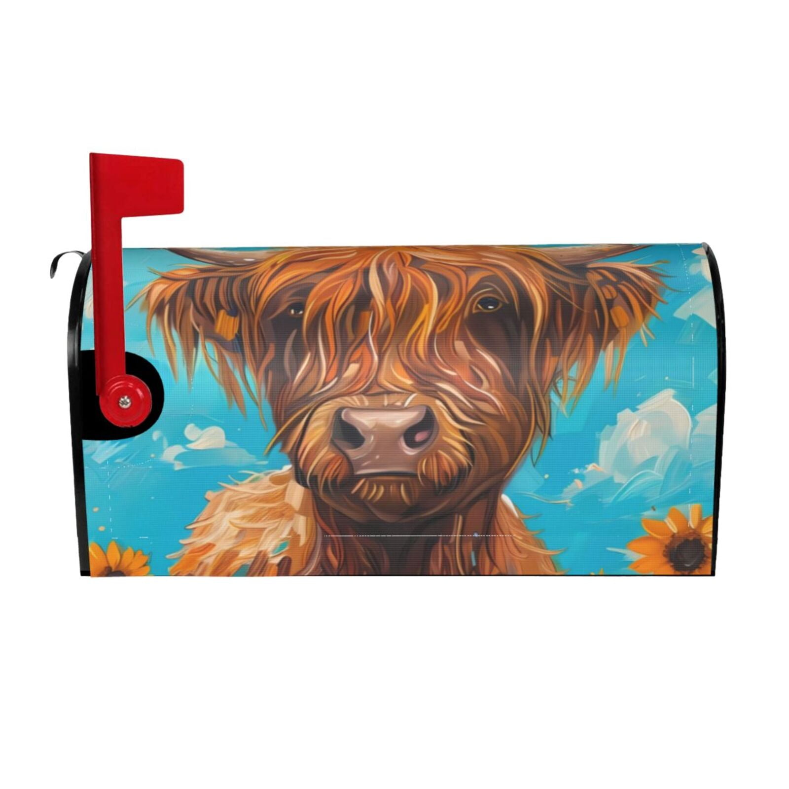 KLL Cute Cow Sunflowers Art Pattern Mailbox Covers,Magnetic Mailbox ...