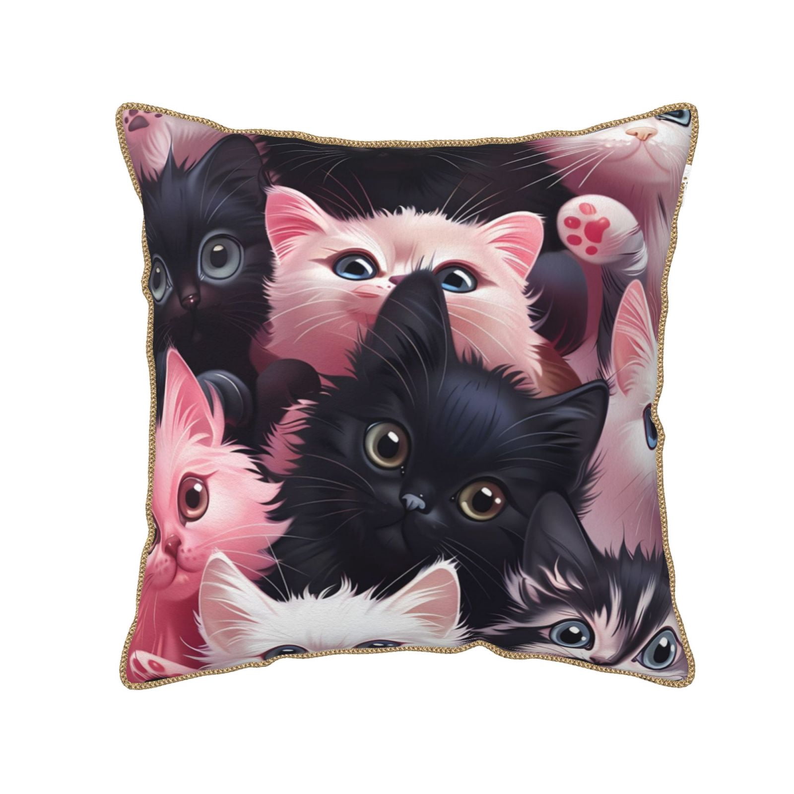 KLL Cute Kittens Group Portrait Decorative Throw Pillow Covers Velvet ...