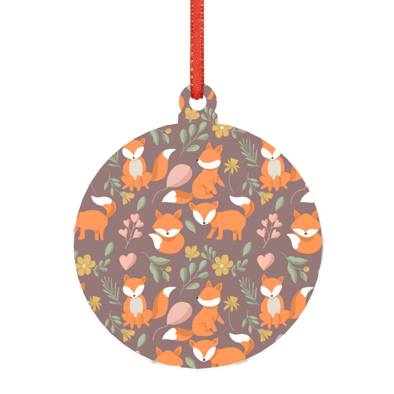 KLL Cute Little Fox Pattern Acrylic Christmas Ornaments,1 PCS Xmas Tree ...