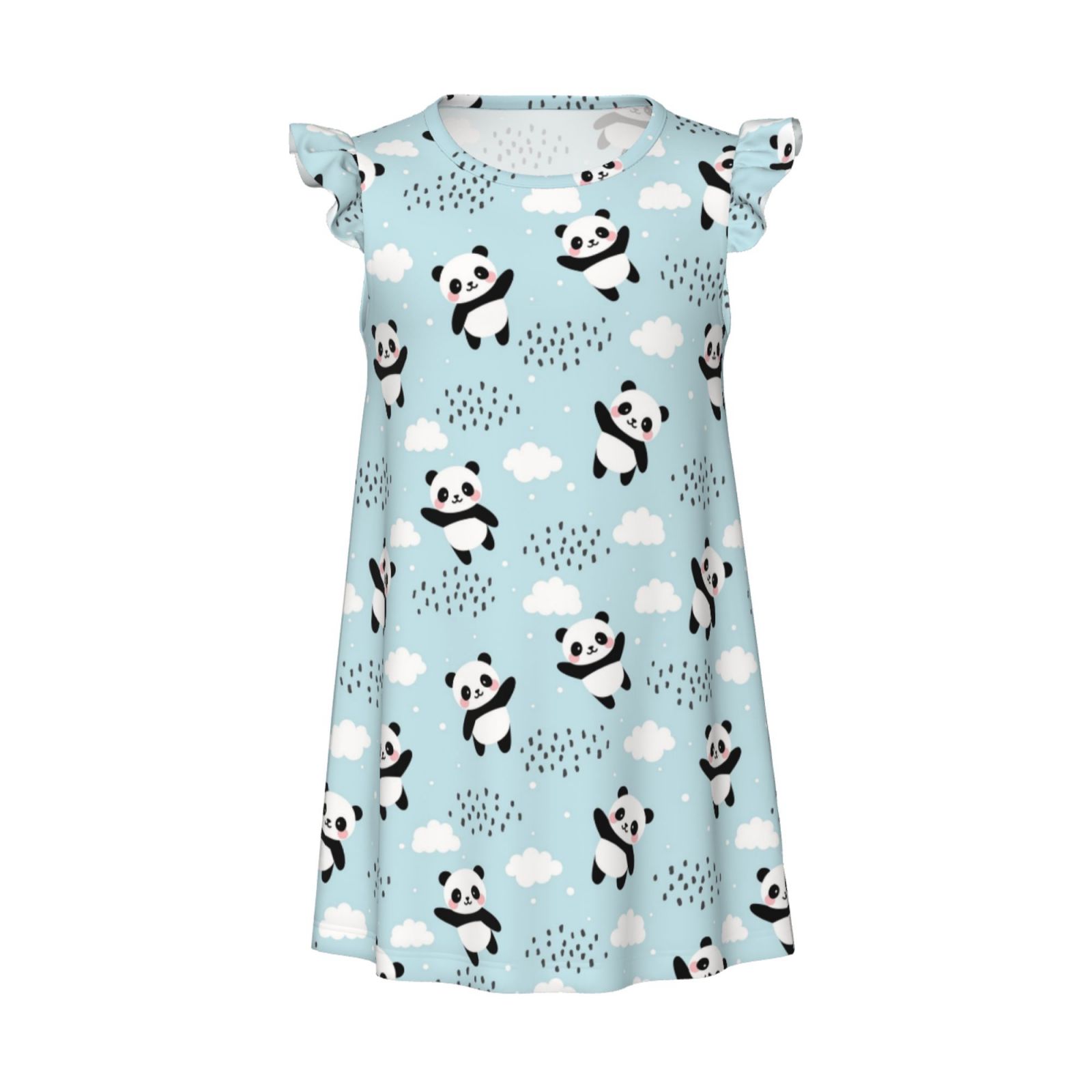 KLL Cute Panda Bear Print Girls Nightgowns Pajamas for Girl Sleepwear ...