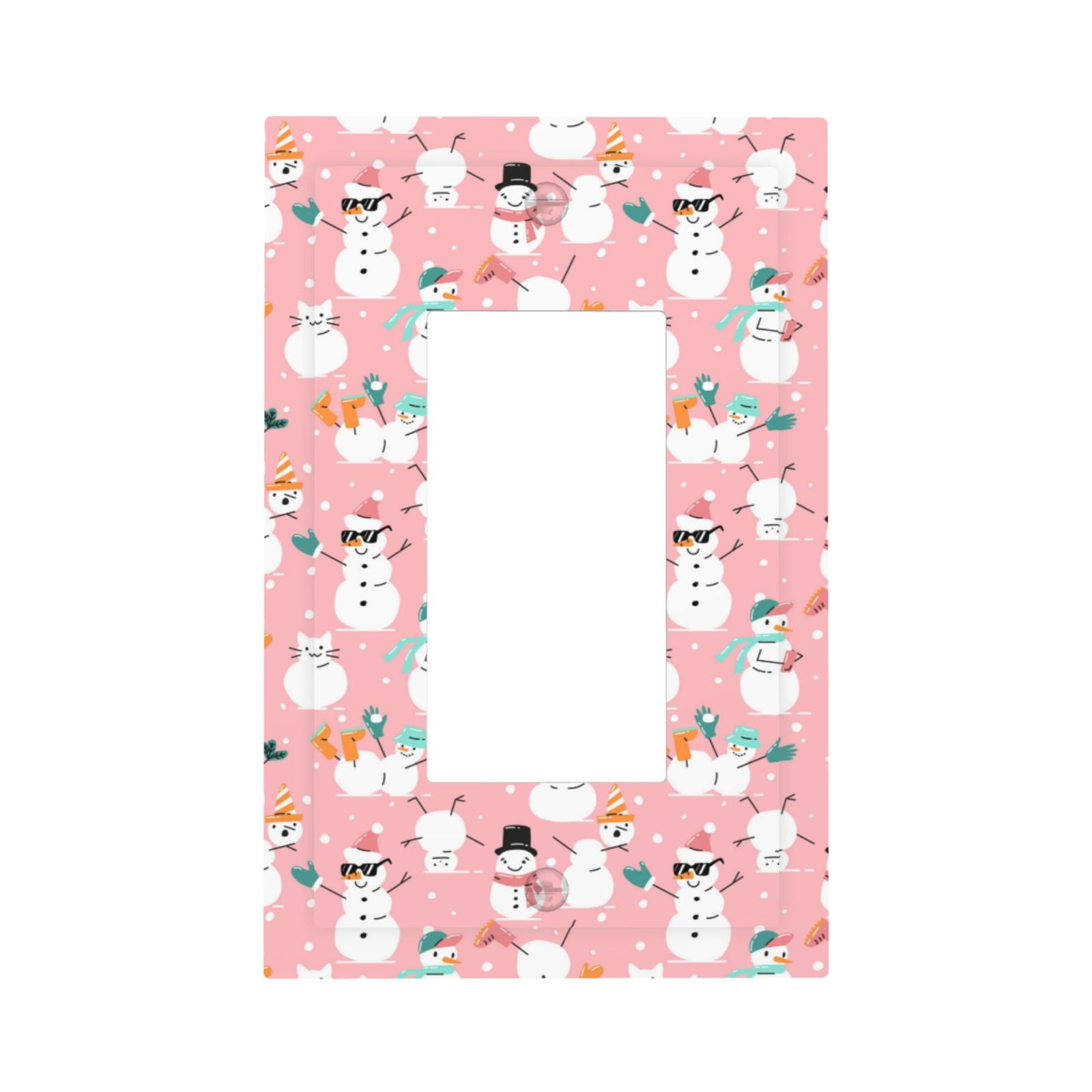 KLL Cute Pink Snowman Cat Pattern Electrical Outlet Covers, 3" x 5" 1 ...