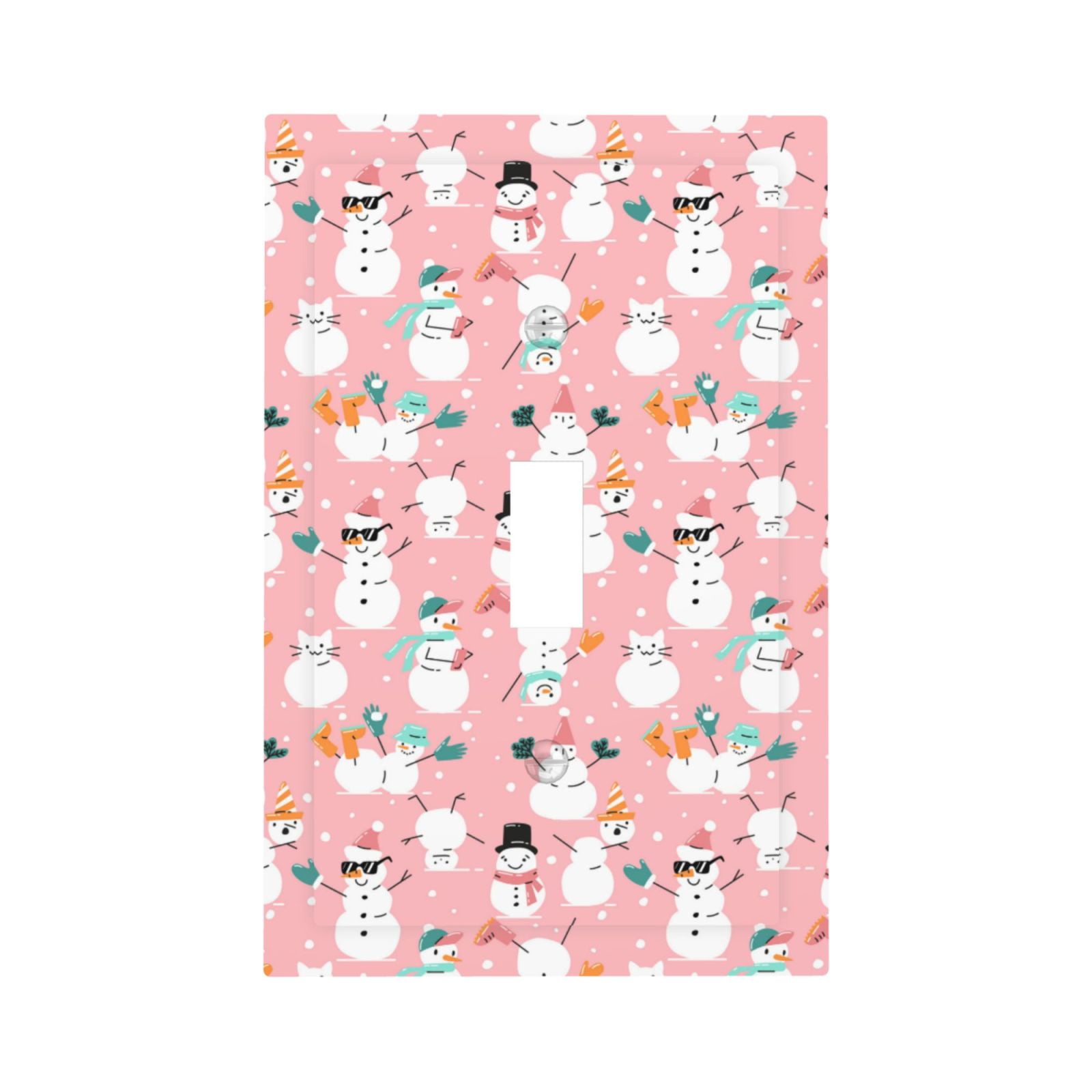 KLL Cute Pink Snowman Cat Pattern Electrical Outlet Covers, 3" x 5" 1 ...