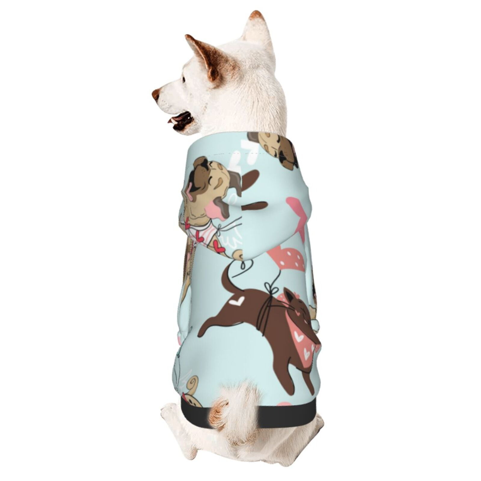 KLL Cute Pug Dogs for Basic Dog Hoodie - Pet Hoodie Sweater with Leash ...