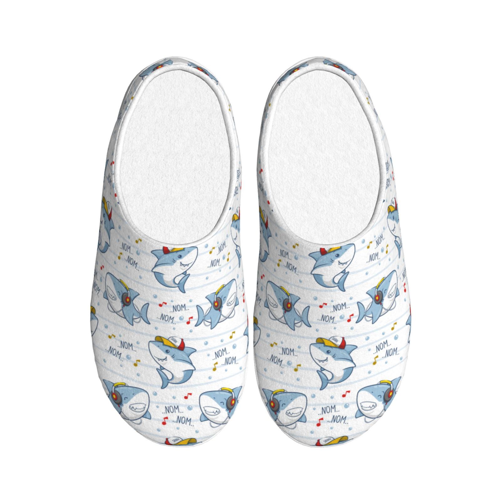 KLL Cute Shark Pattern Adult Unisex Cozy Slippers,Fuzzy Slip-on ...