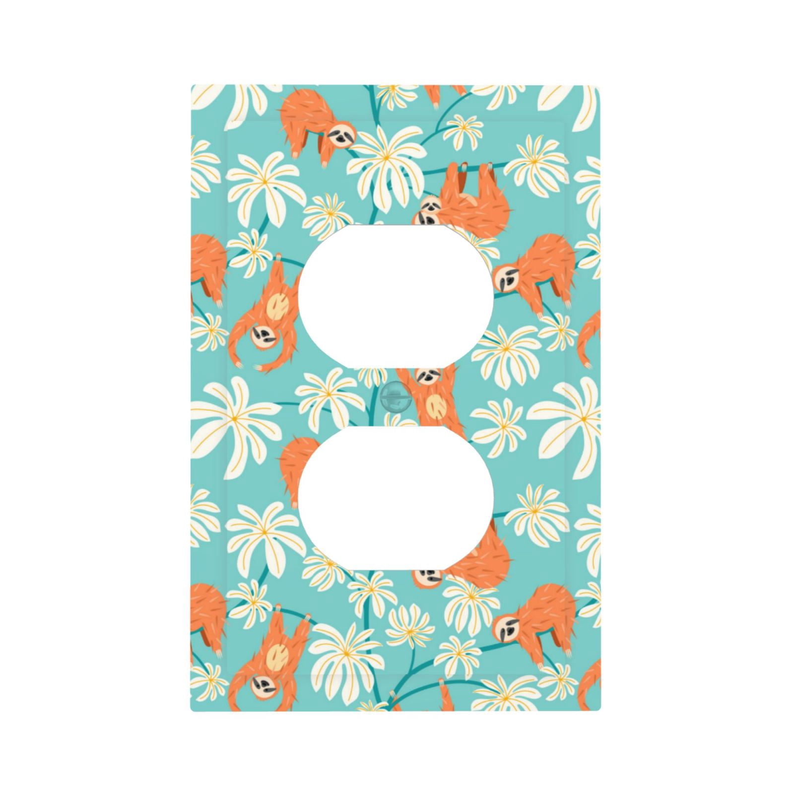 KLL Cute Sloth on Floral Tree Pattern Electrical Outlet Covers, 3" x 5 ...
