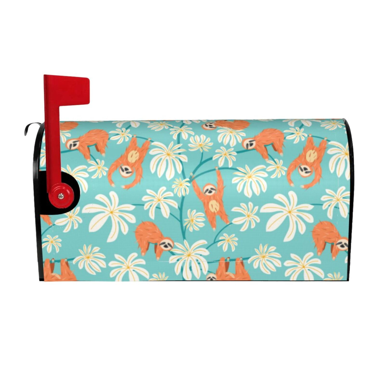KLL Cute Sloth on Floral Tree Pattern Mailbox Covers,Magnetic Mailbox ...