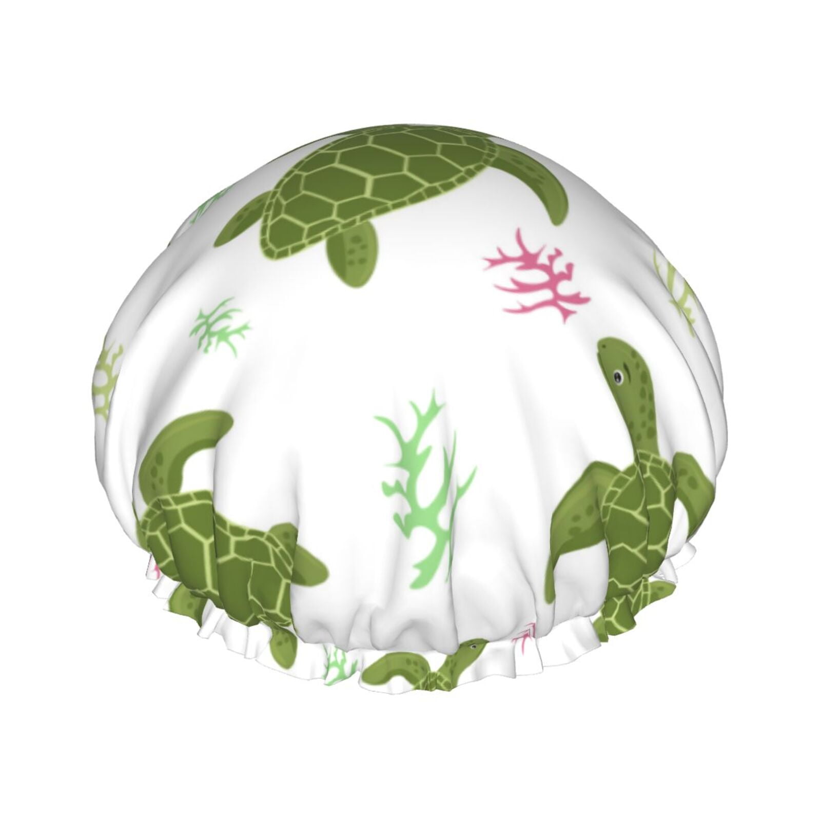 KLL Cute Turtle Pattern Shower Cap & Bath Cap for Women,Reversible ...