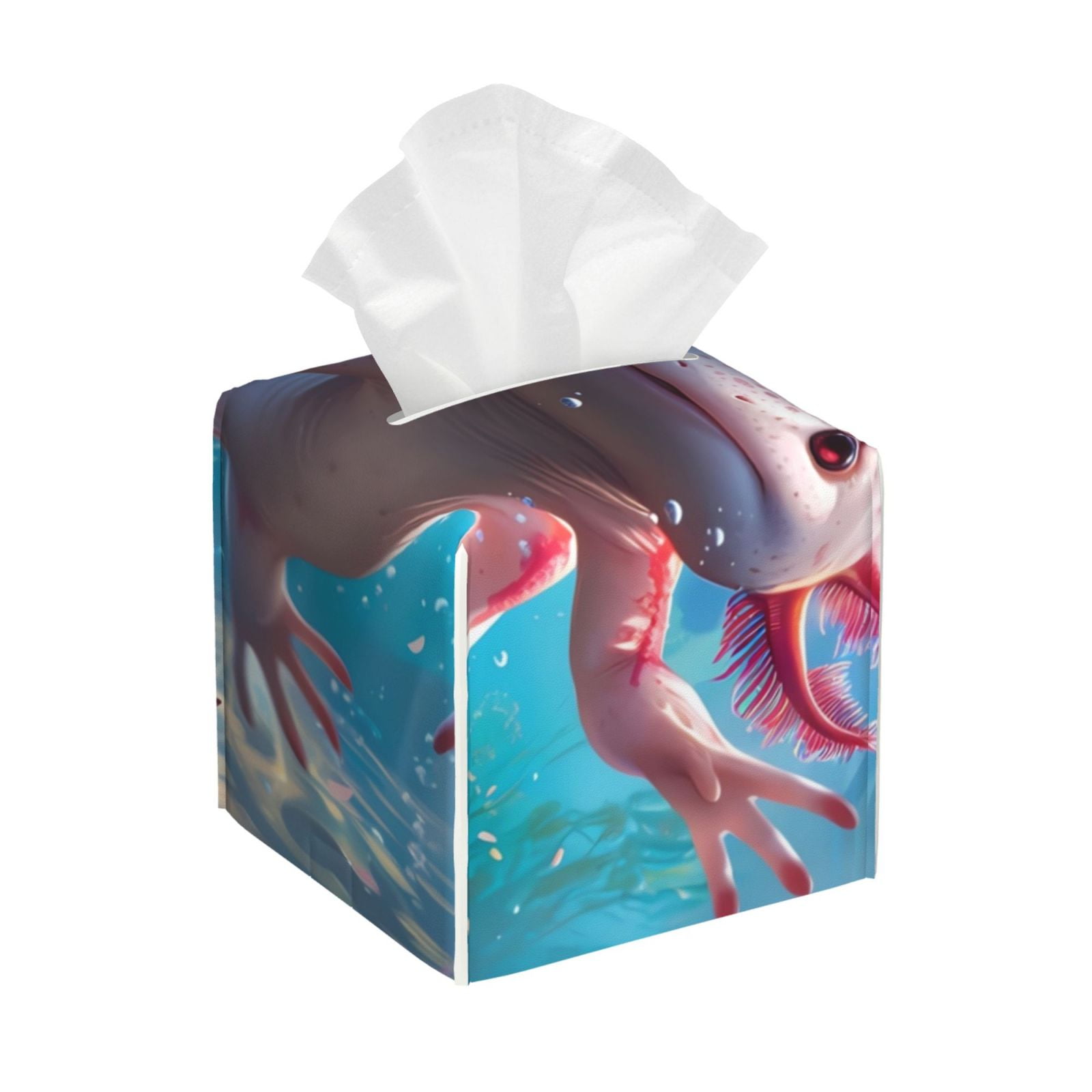KLL Cute Underwater Axolotl Print Tissue Box Cover,Leather Tissue ...