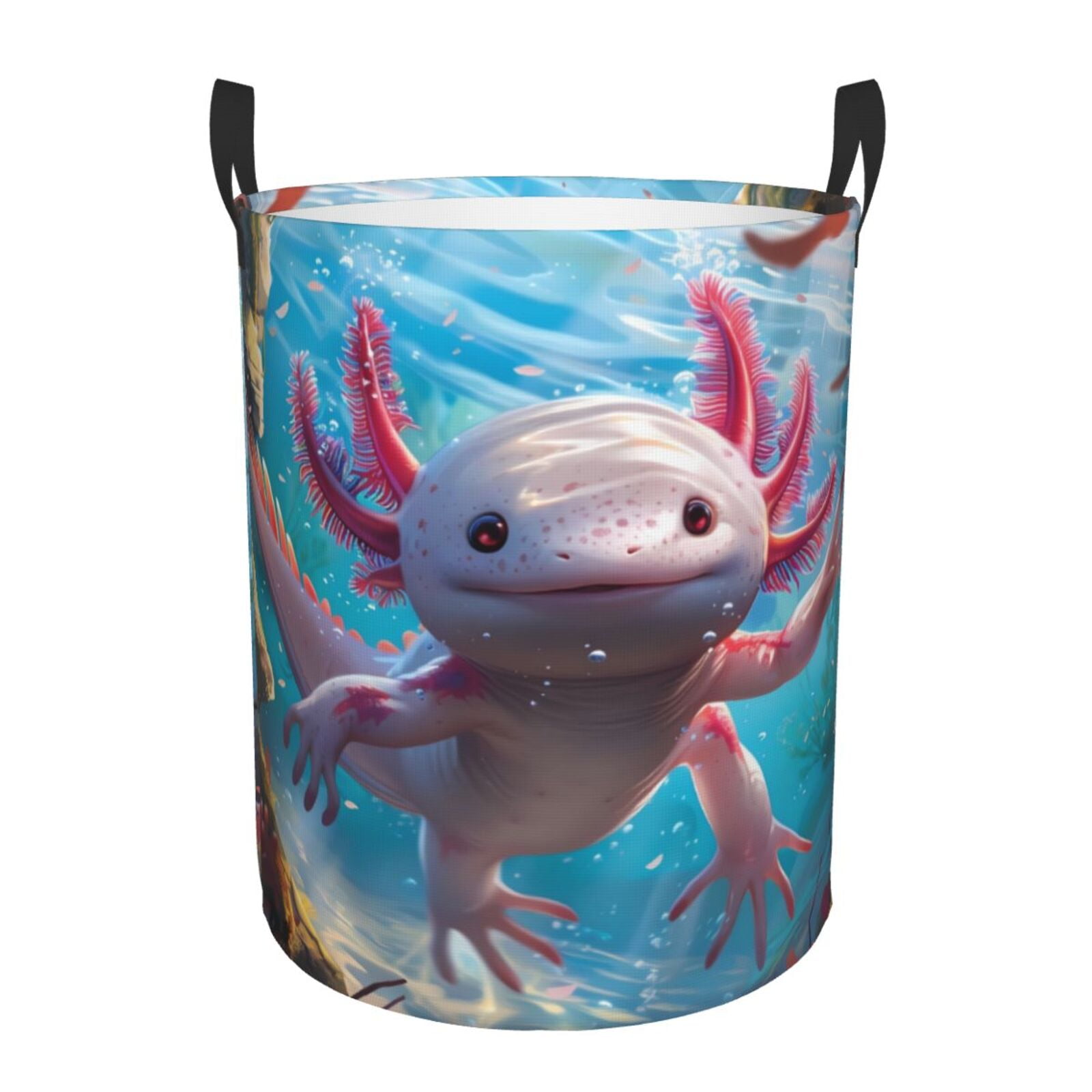 KLL Cute Underwater Axolotl Waterproof Foldable Laundry Hamper Bucket ...