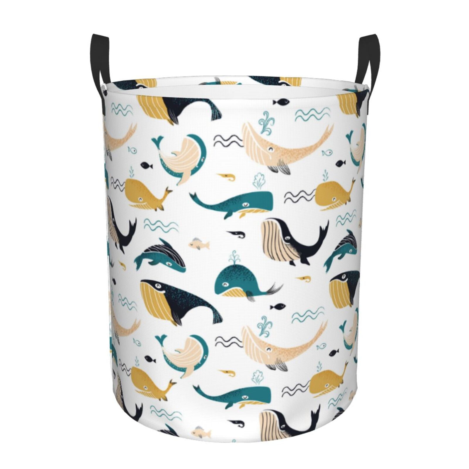 KLL Cute Whale Waterproof Foldable Laundry Hamper Bucket with Handles ...