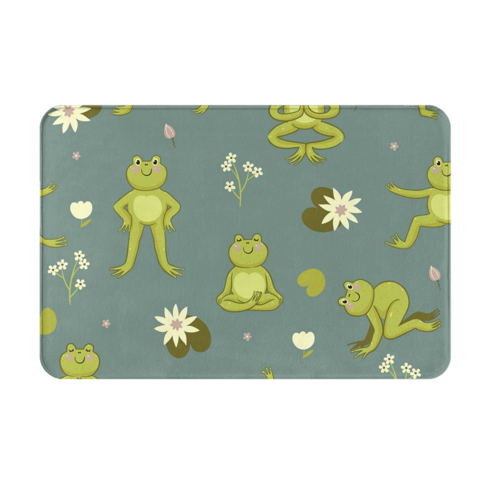 KLL Cute Yoga Frogs Print Front Door Mat Indoor Outdoor Entrance, Non ...