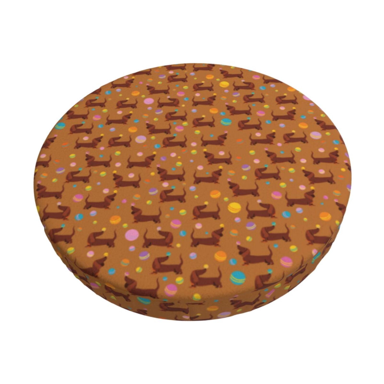 KLL Dachshund And Ball Round Bar Chair Cushion Cover 12 inch ,Bar Stool ...