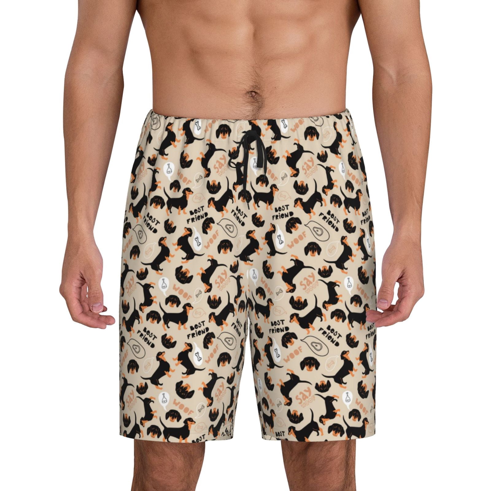 KLL Dachshund Dog Puppy for Men's 1-Pack Shorts,Sleep Pajama Shorts for ...