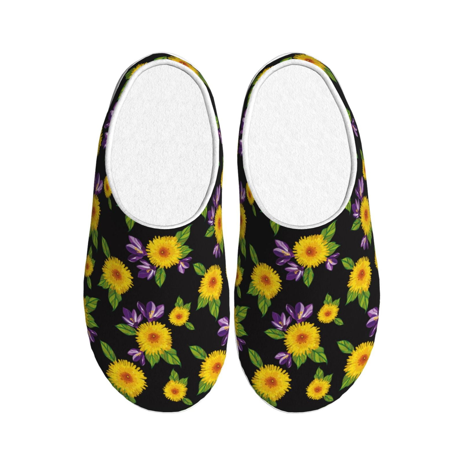 Kll Daisies Flowers Pattern Adult Unisex Cozy Slippersfuzzy Slip On Slippers Tpr Sole Slippers