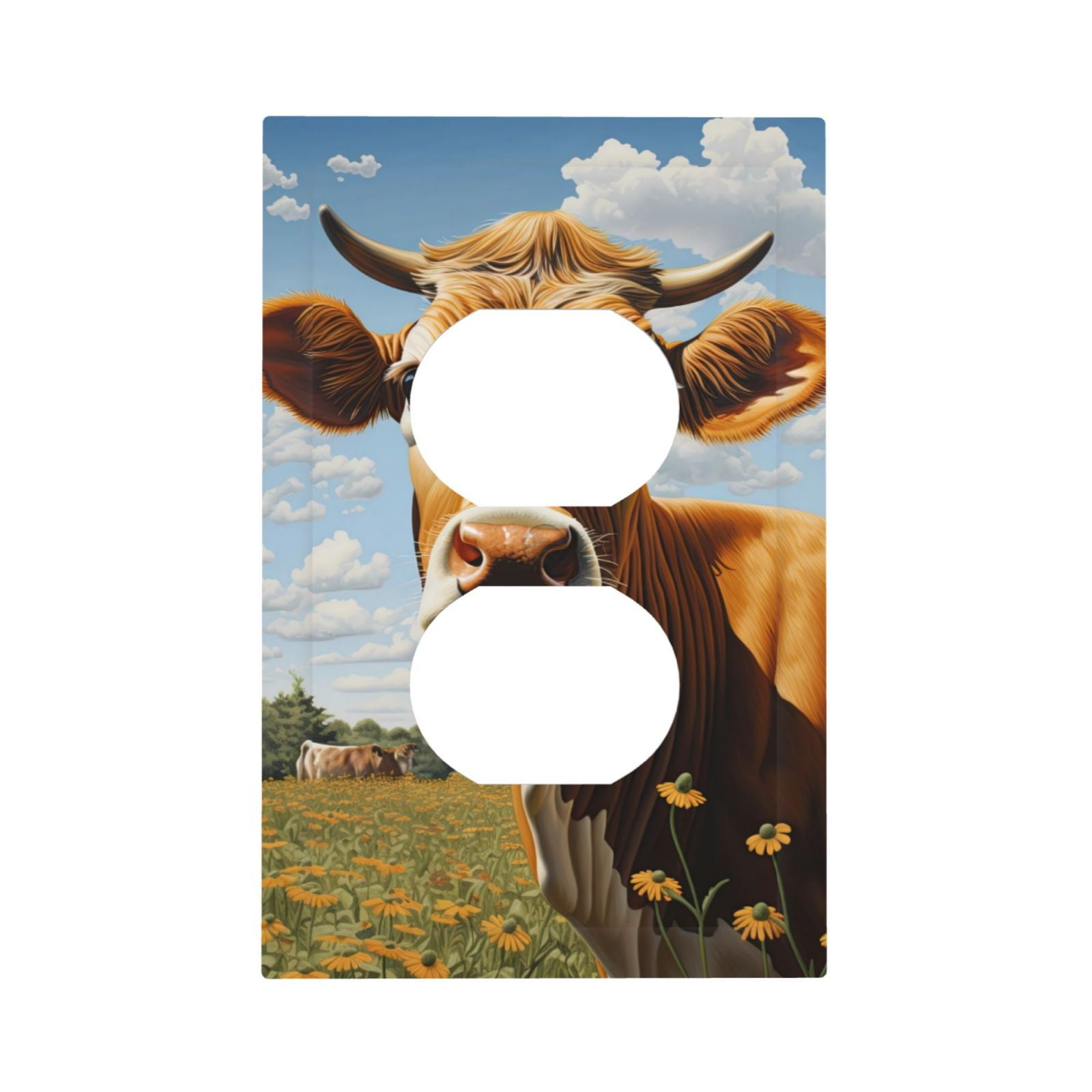 KLL Daisy Flower Field Cow Pattern Electrical Outlet Covers, 3" x 5" 1 ...