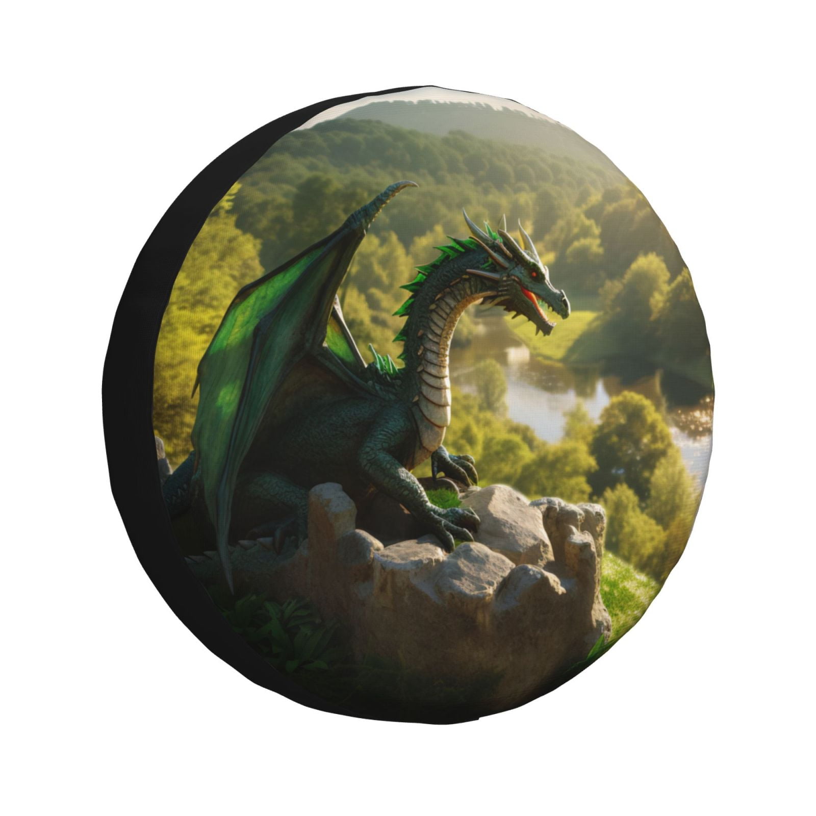 KLL Deep Forest Stone Green Dragon Pattern 14-17 inch Spare Tire Cover ...