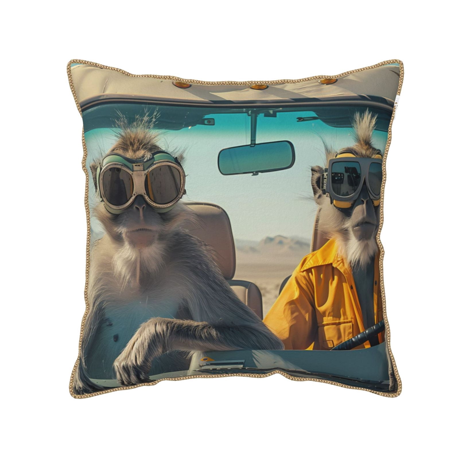 KLL Desert Monkeys Drive Decorative Throw Pillow Covers Velvet Soft for ...