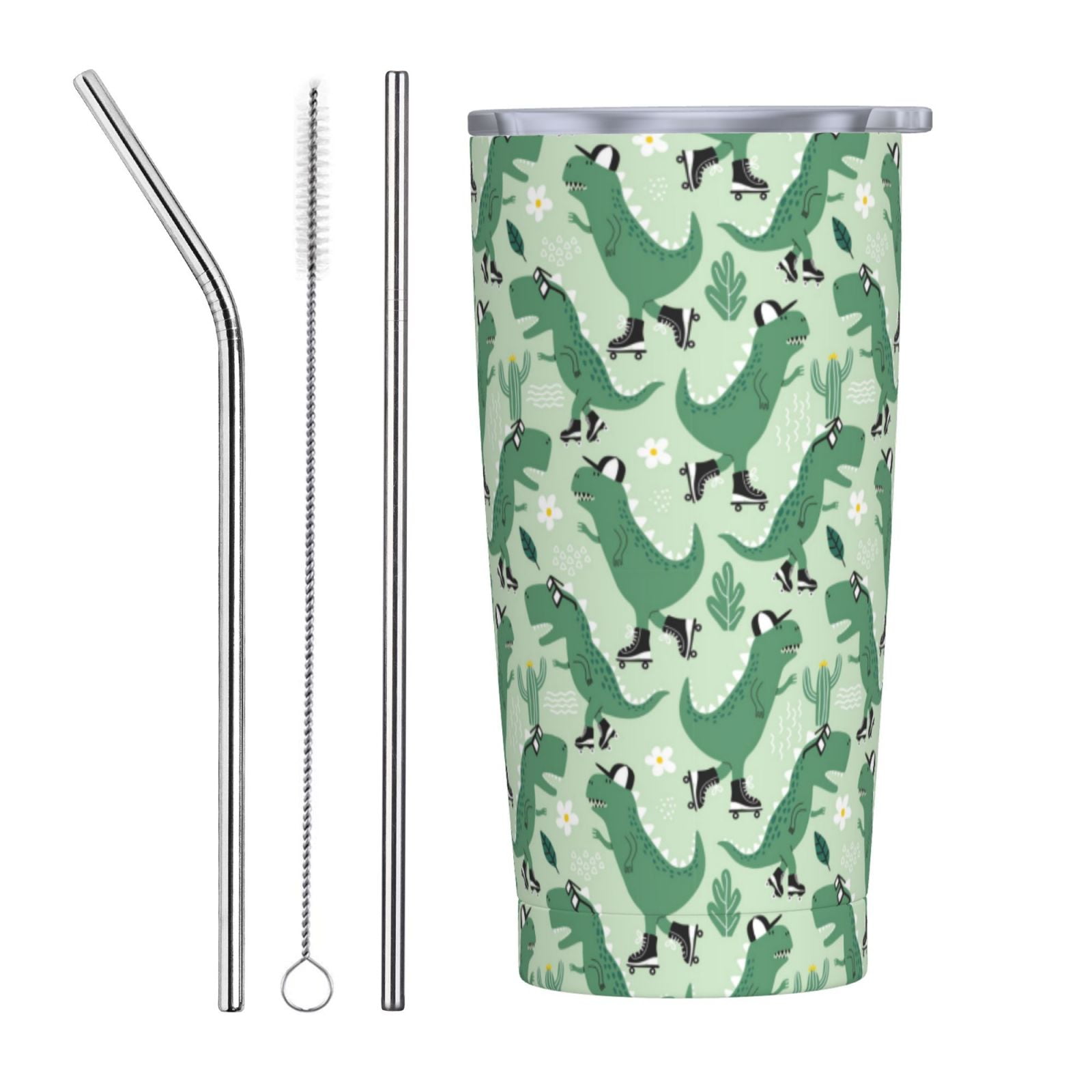 KLL Dinosaurs on Roller Skater Stainless Steel Vacuum Insulated Coffee ...