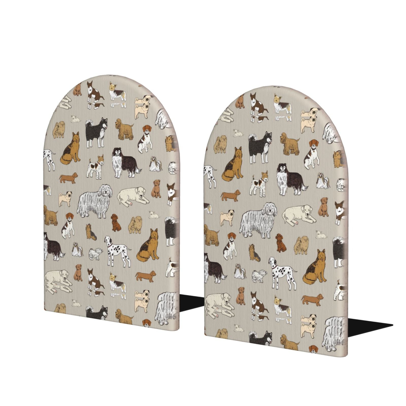 KLL Dog Animal Print Wood Book Ends for Shelves,1 Pair Wood Bookends ...