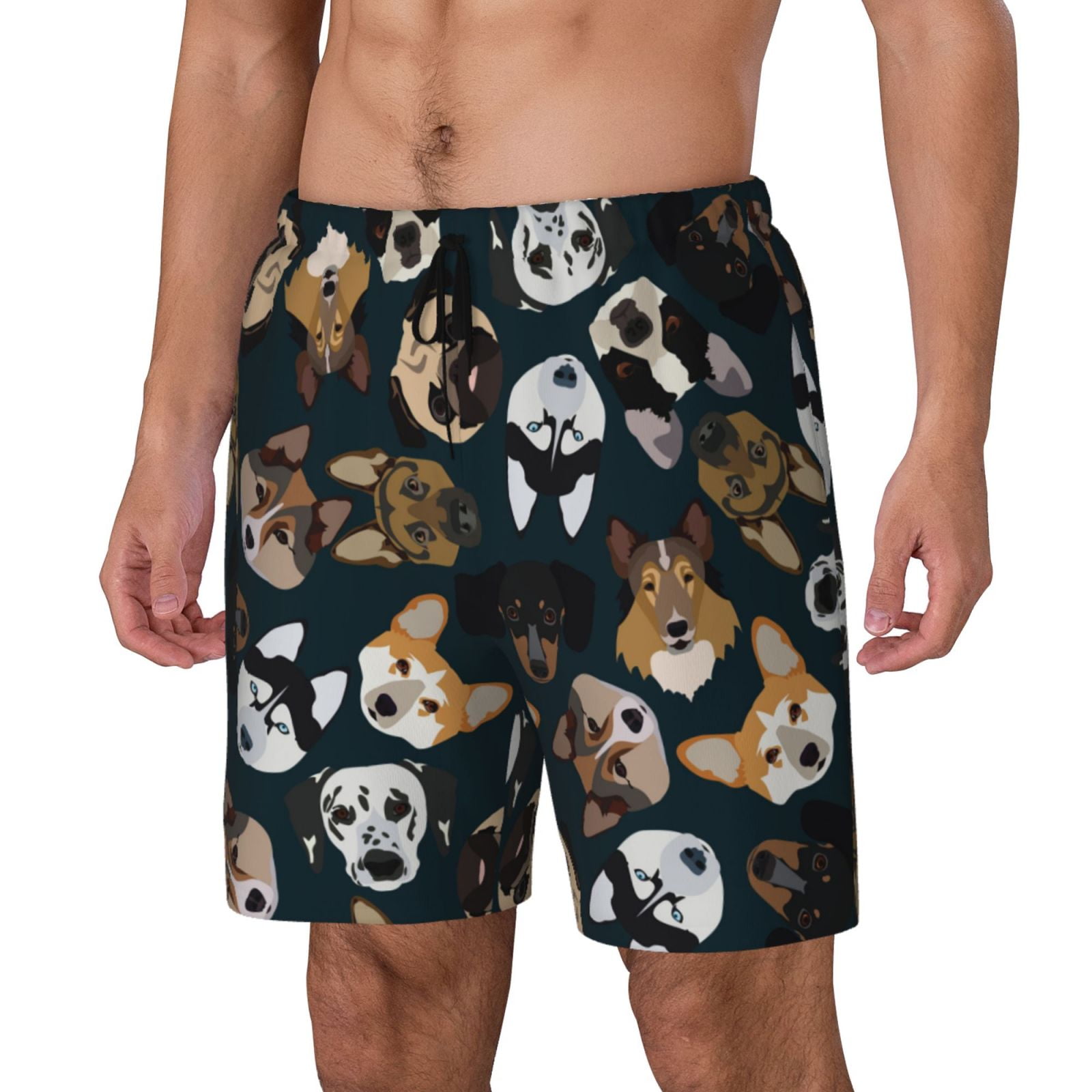 KLL Dogs for Mens Swim Trunks Quick Dry Swim Shorts with Built-in ...