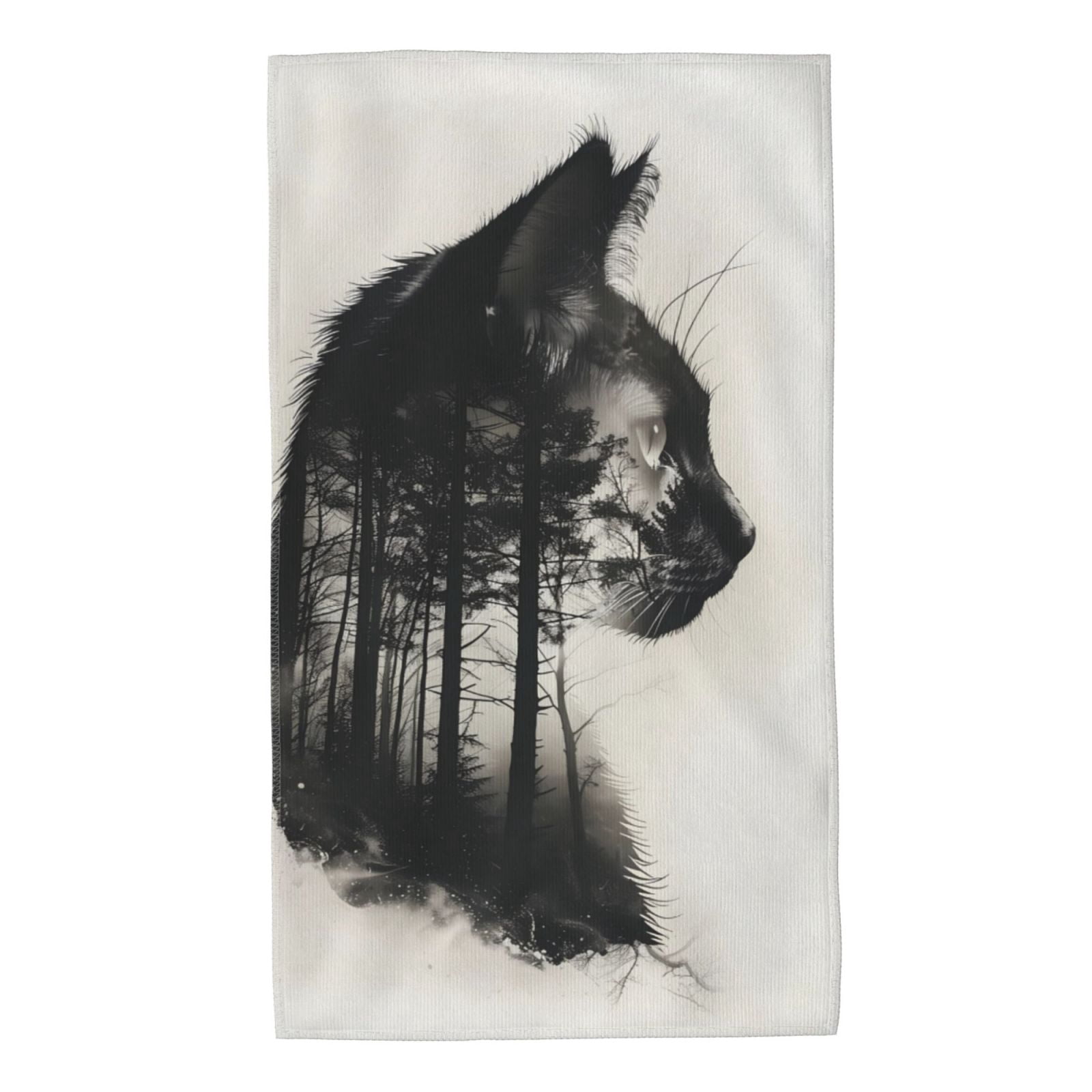 KLL Double Exposure Cat Forest Ultra Absorbent & Soft Hand Towels for ...