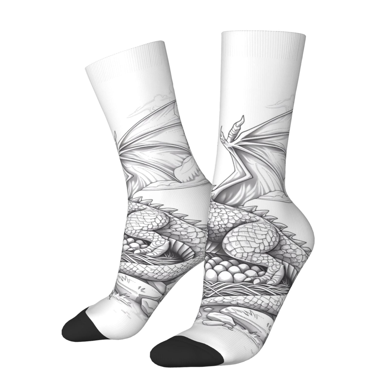 KLL Dragon Nest Sketch Print Cool Socks Men's Women's Crew Socks Funny ...
