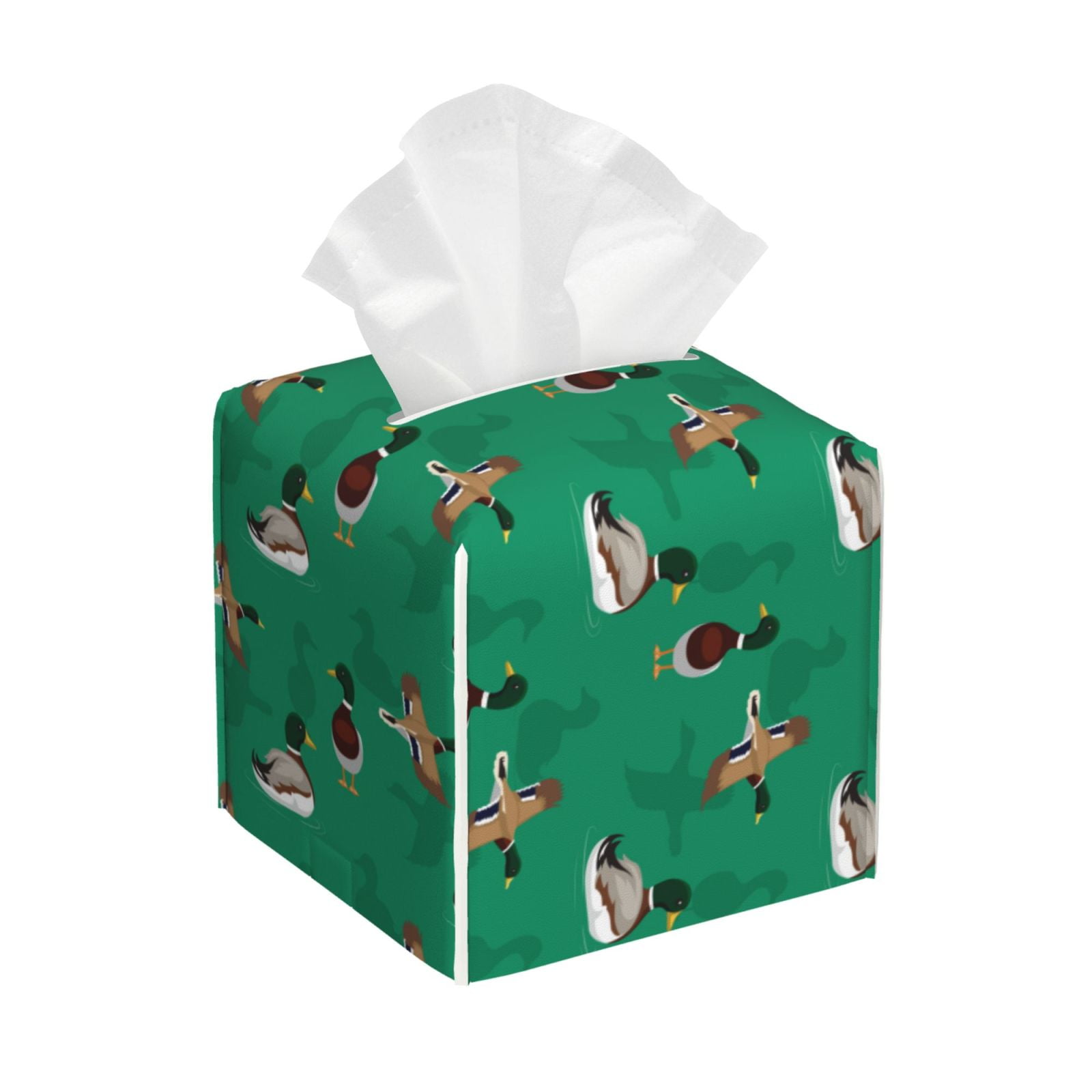 KLL Duck Mallard Flying Pose Print Tissue Box Cover,Leather Tissue ...