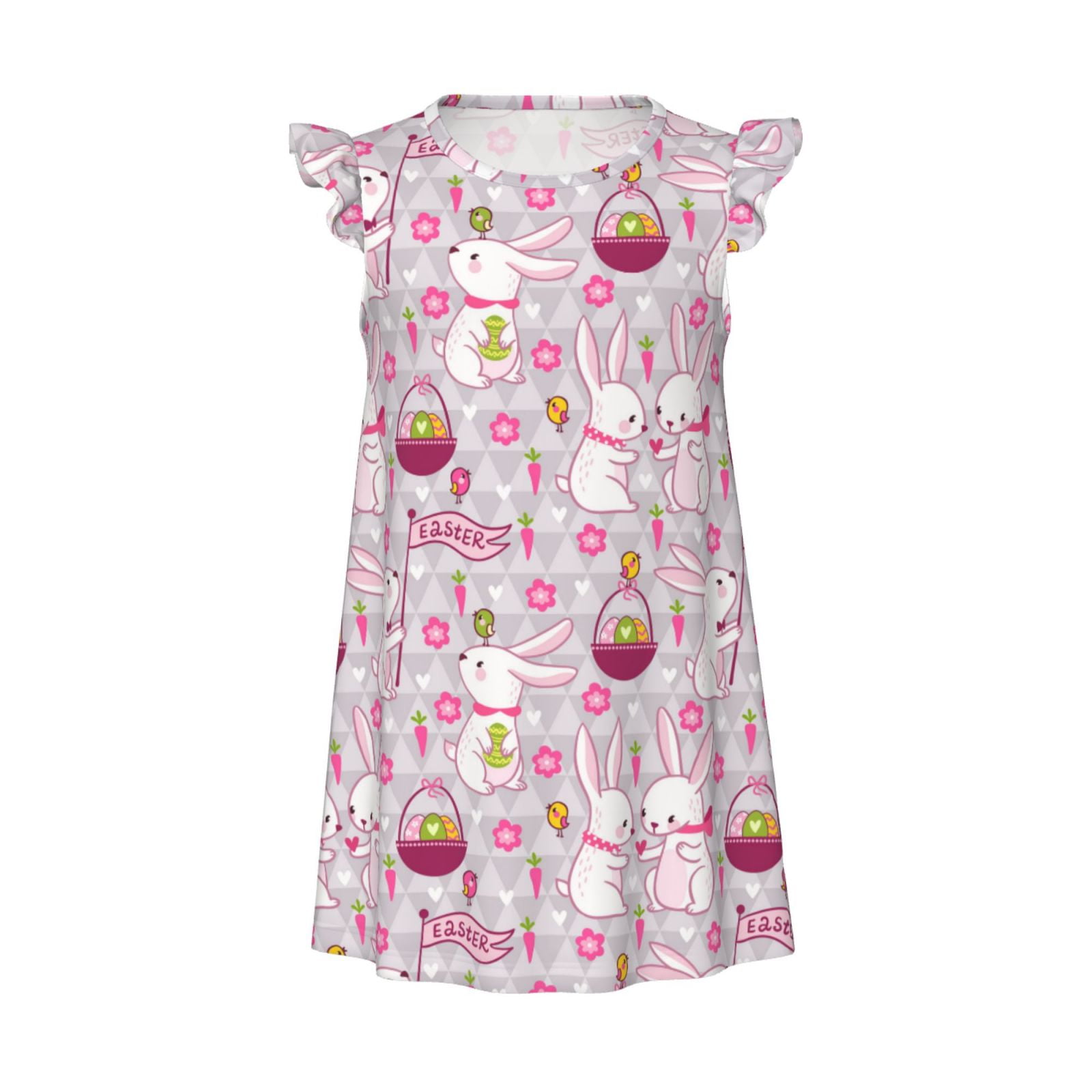 KLL Easter Rabbit Print Girls Nightgowns Pajamas for Girl Sleepwear ...