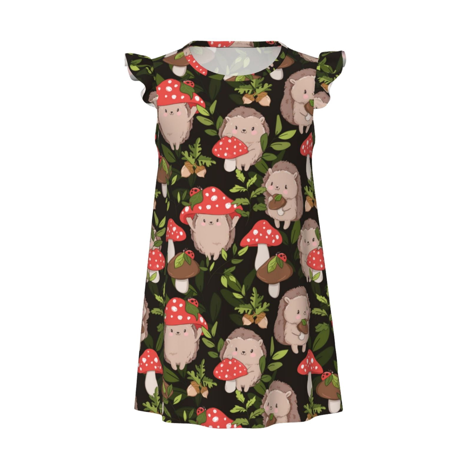 KLL Edgehog and Mushrooms Print Girls Nightgowns Pajamas for Girl ...