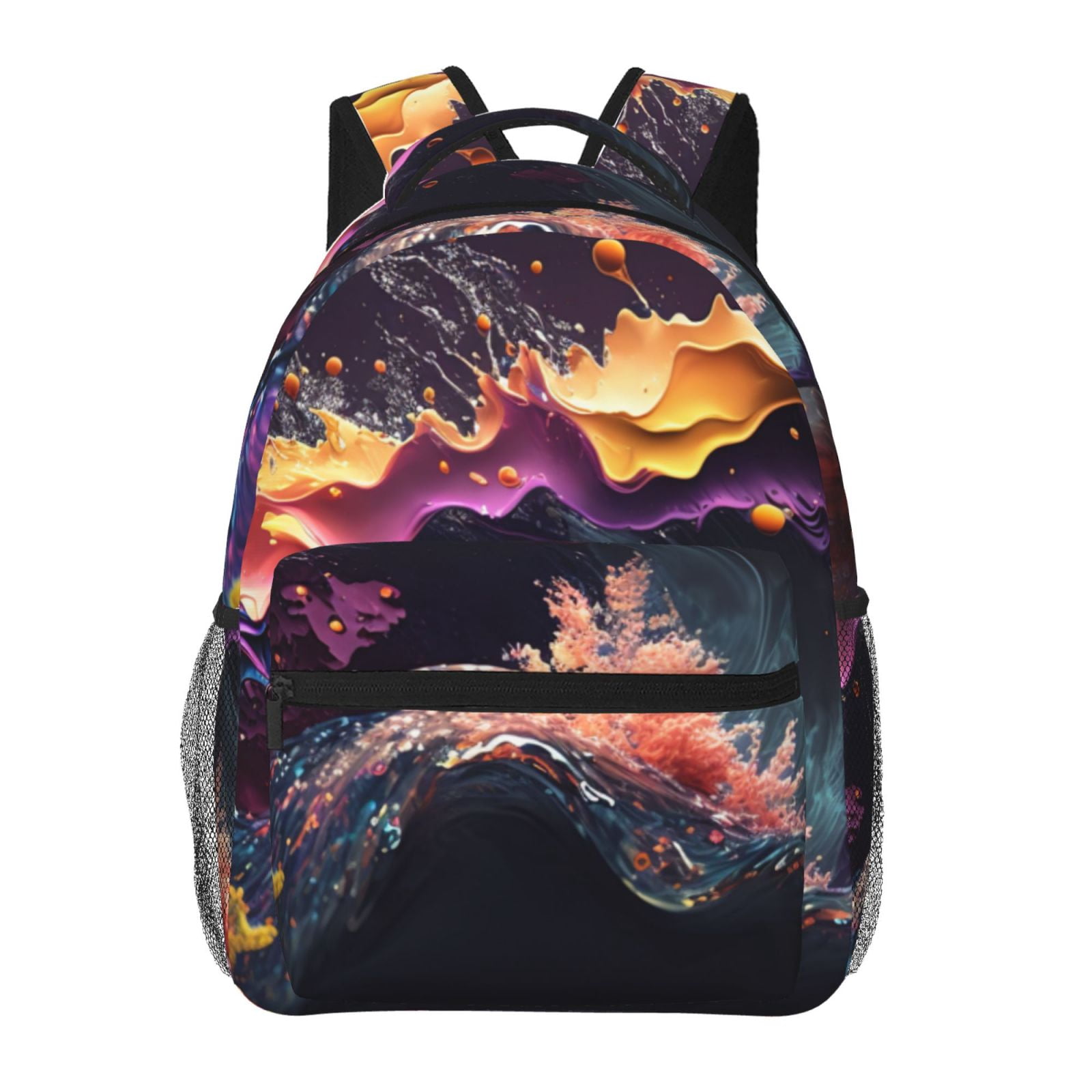 KLL Explosive Fluid Splash Art Print Casual Backpack for Men Women ...