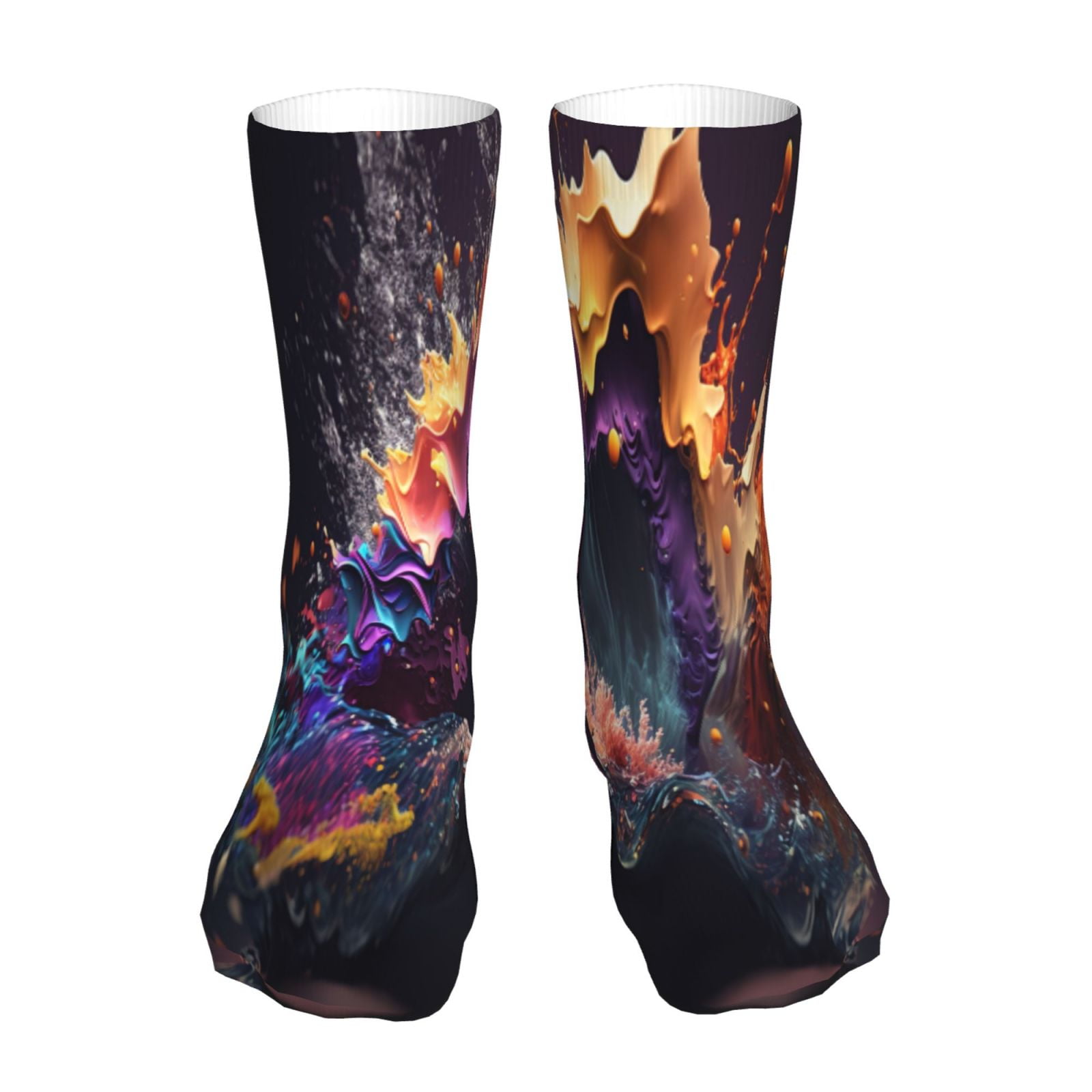 KLL Explosive Fluid Splash Art Print Womens Crew Socks Athletic Middle ...