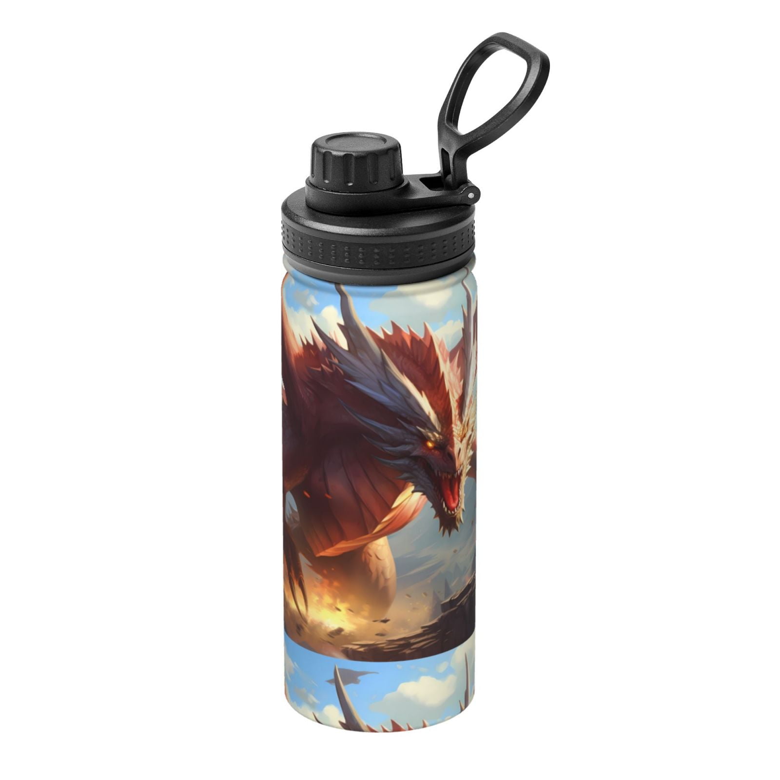 KLL Ferocious Dragon Fury Pattern 18oz Insulated Water Bottle ...