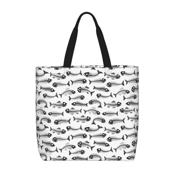 KLL Fish Bones Pattern Aesthetic Tote Bag for Women Beach Bag Shopping ...